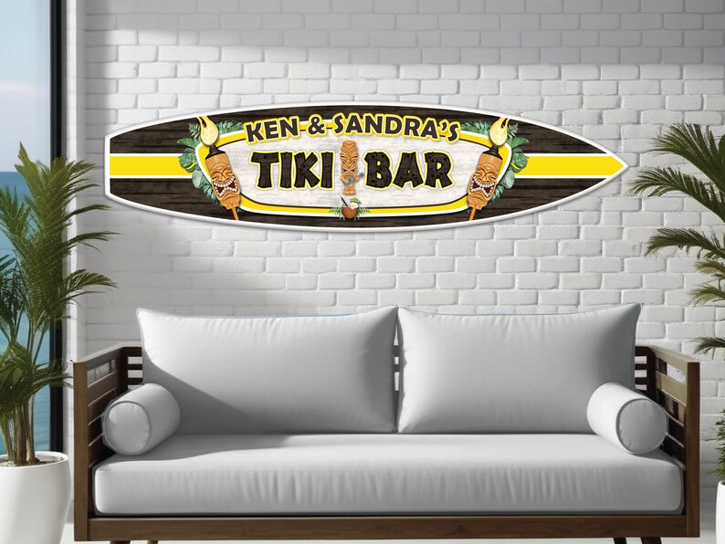 Personalized Wooden Tiki Bar Sign With Vinyl Design - Etsy