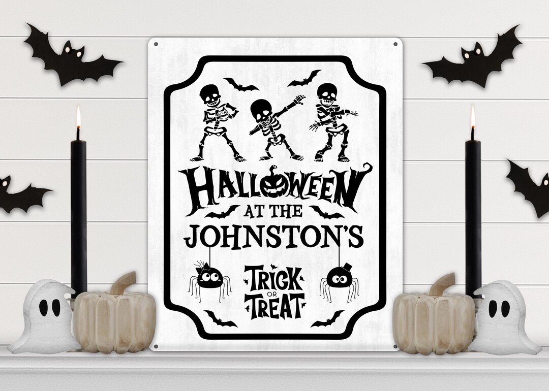 PERSONALIZED, Farmhouse Style Halloween Family Sign. Black and White ...
