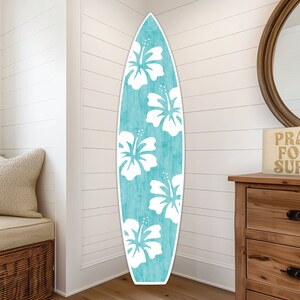 Tropical Hibiscus Wall Art, Surf Decor, Preppy Aesthetic, Wooden ...