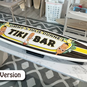 Personalized Wooden Tiki Bar Sign With Vinyl Design - Etsy