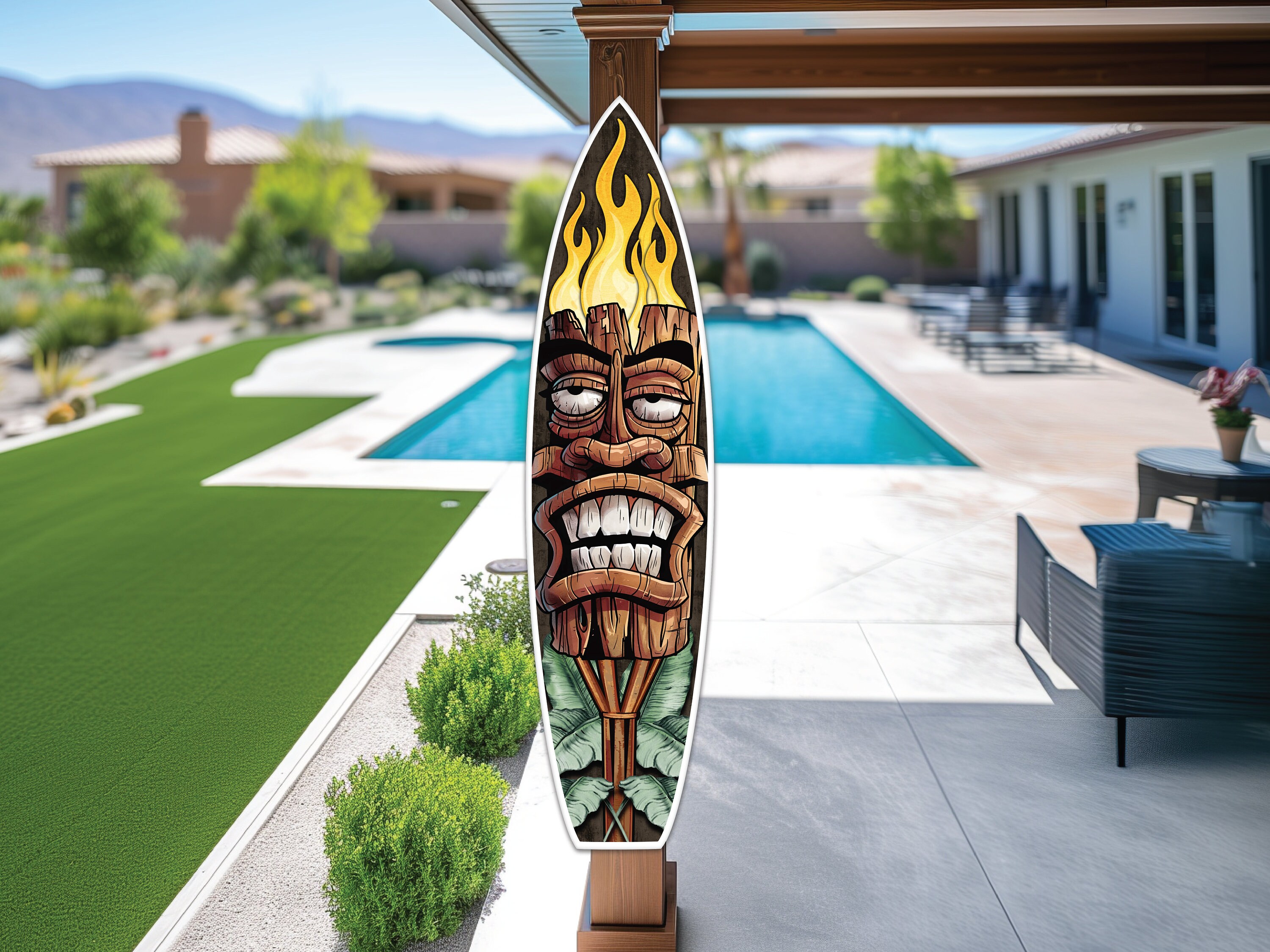 Tiki Bar Sign, Wooden Surfboard Wall Art, Tiki Decor, Fun Patio Sign - Etsy
