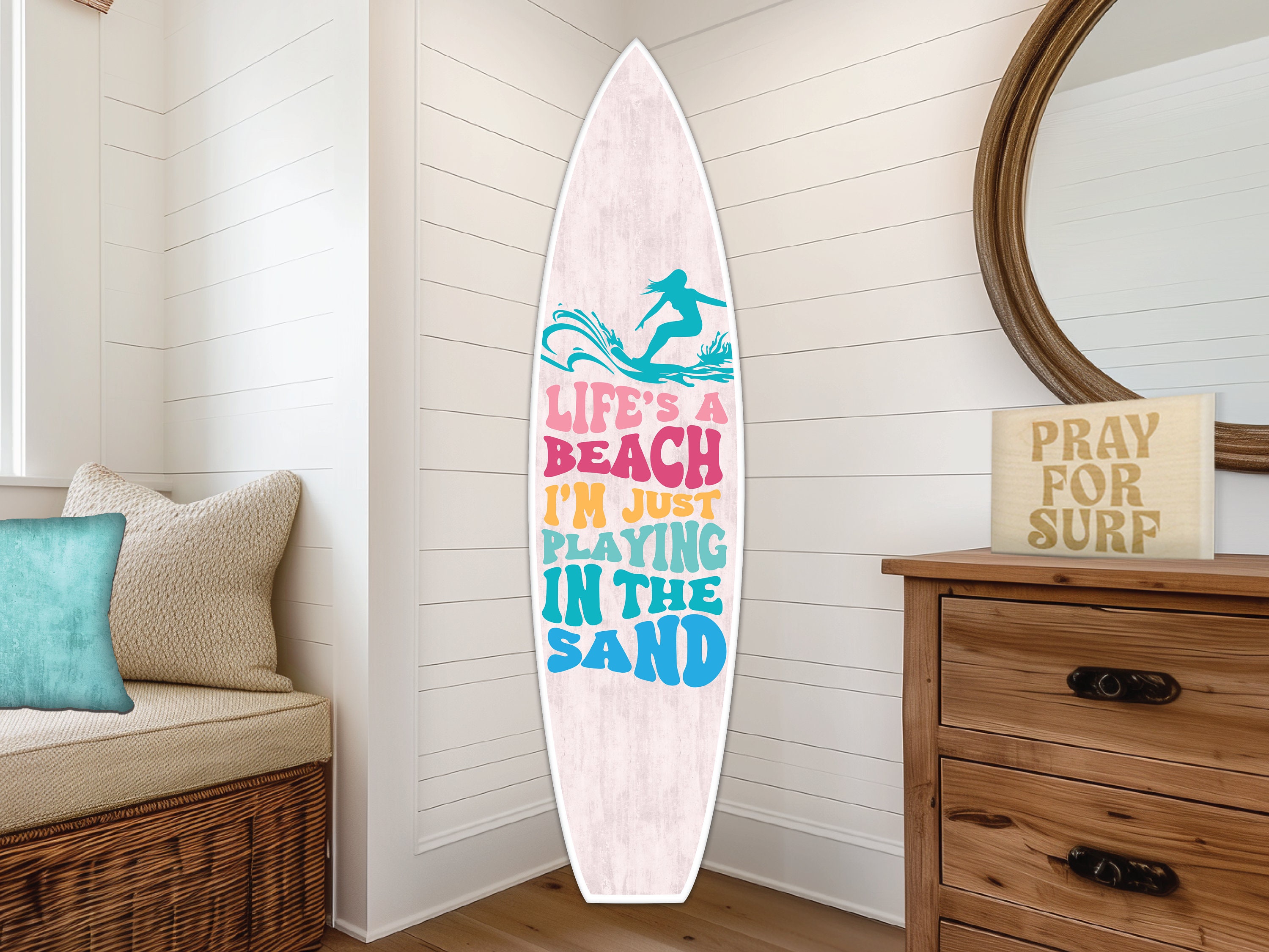 Surf Decor, Preppy Aesthetic, Wooden Surfboard Wall Art, Beach Decor ...
