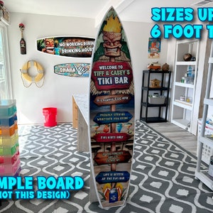 PERSONALIZED, Custom Pirate Bar Sign, Wooden Surfboard Wall Art, Fun ...