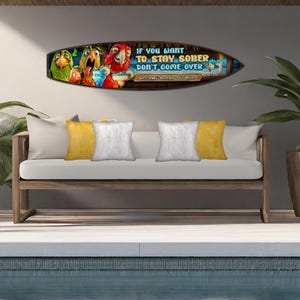 Personalized Tiki Bar Surfboard Sign: Parrot & Cocktails, Coastal Decor ...