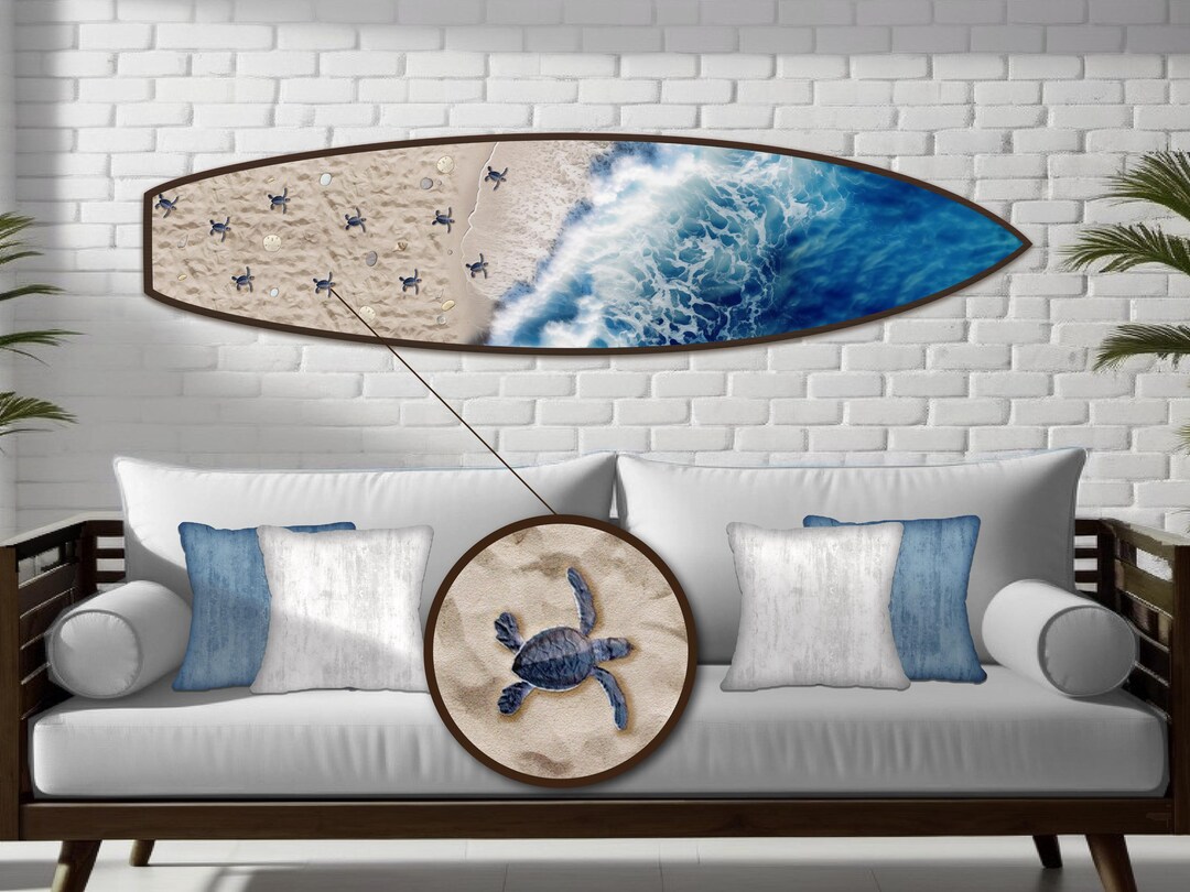 Baby Sea Turtles Surfboard Wall Art: Coastal Beach House Decor - Etsy ...