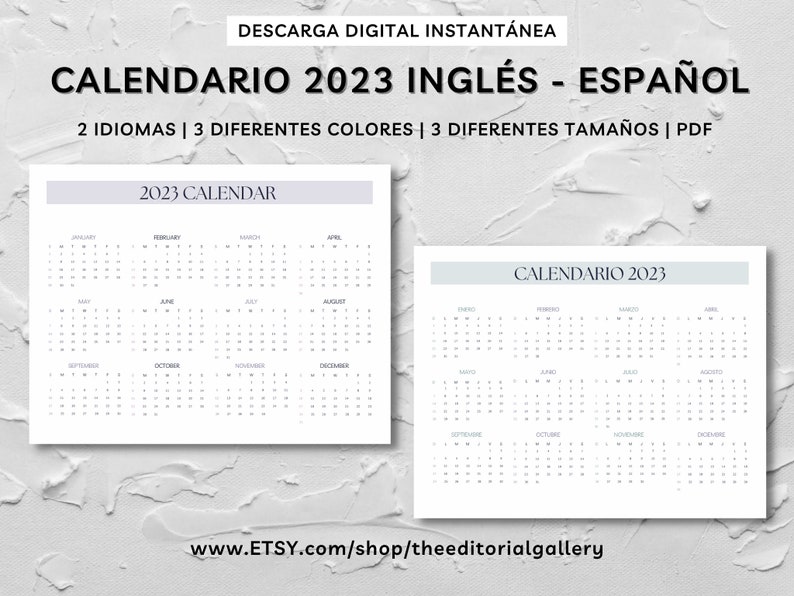 Calendario Mensual En Español E Inglés 2023 Monthly Spanish-english ...