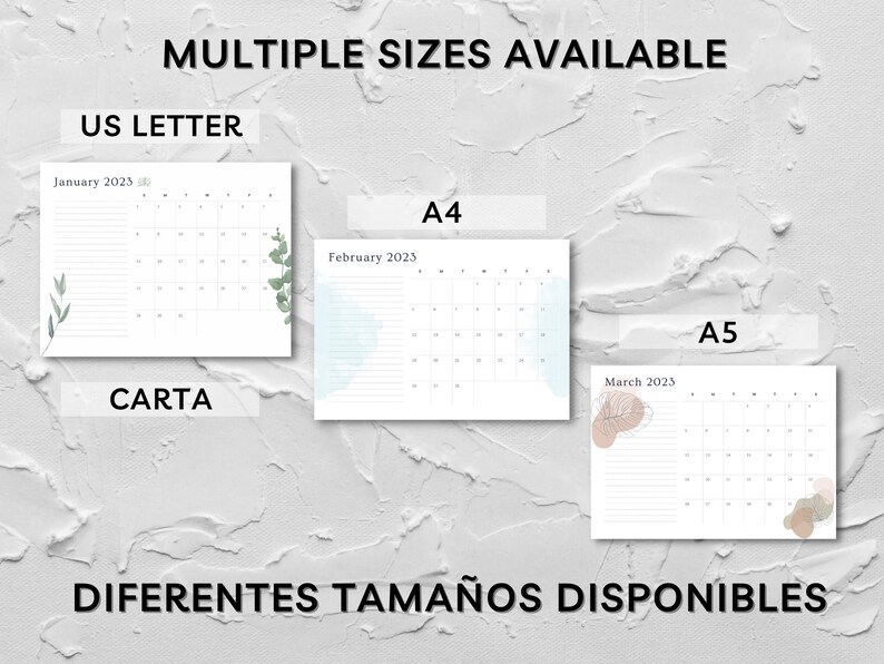 Calendario Mensual En Español E Inglés 2023 Monthly Spanish-english ...