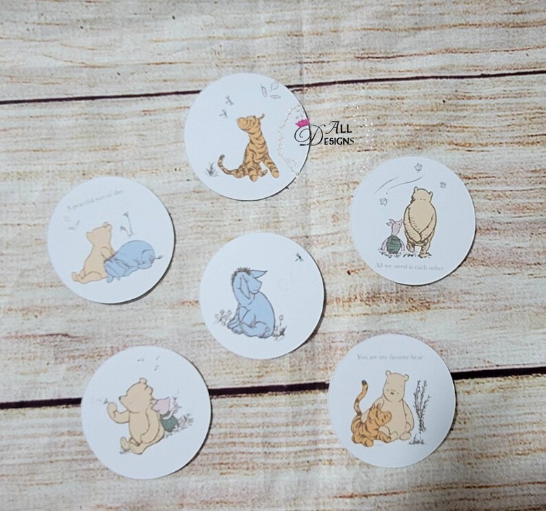 Classic Winnie the Pooh Cupcake Toppers , Printed Circle Birthday ...