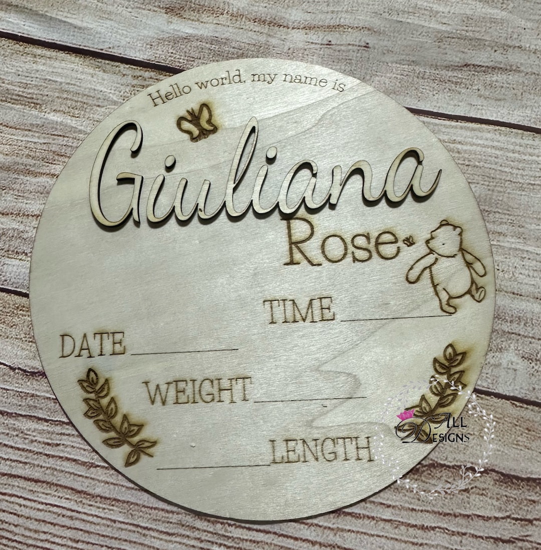 Wooden Birth Announcement Sign Baby Announcement Sign Hospital ...