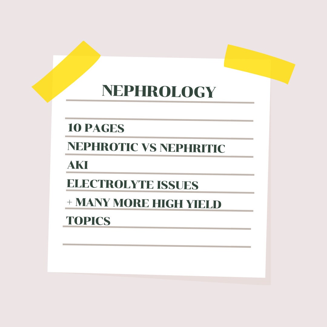 NEPHROLOGY NOTES for Penultimate + Final Year Medical Students - Etsy