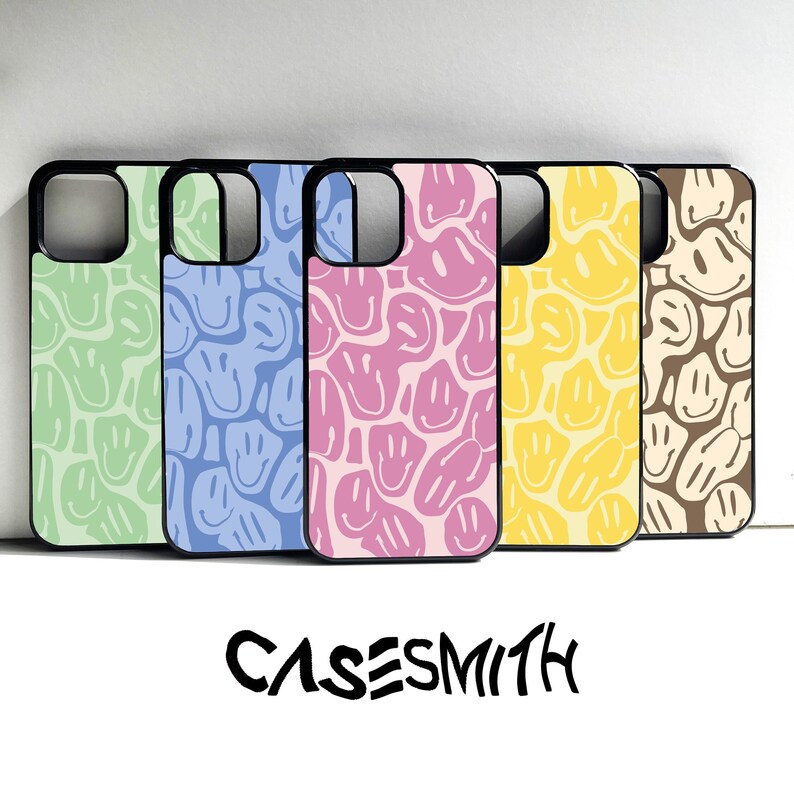 Smiley Face Phone Case Trippy Wavey Drippy Colourful Iphone - Etsy