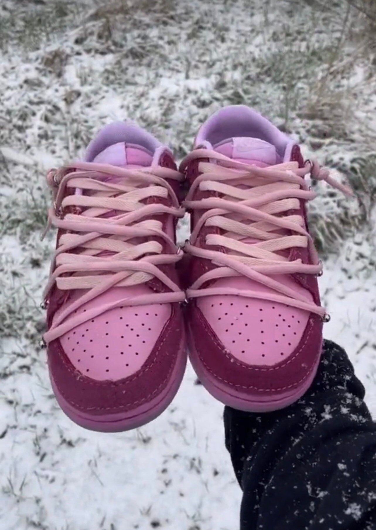 Custom Dunk Low Dip Dyed Pink With Dunk Style Laces - Etsy