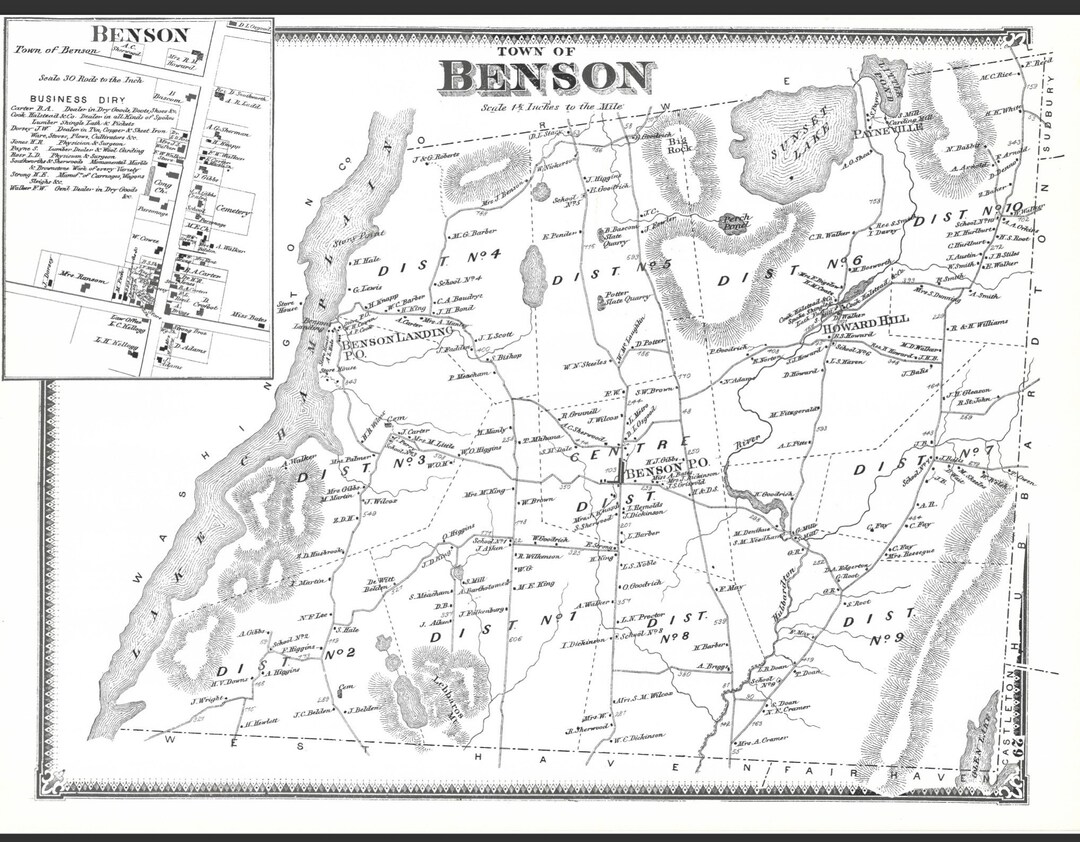 Benson, Vermont Vintage Map - Etsy