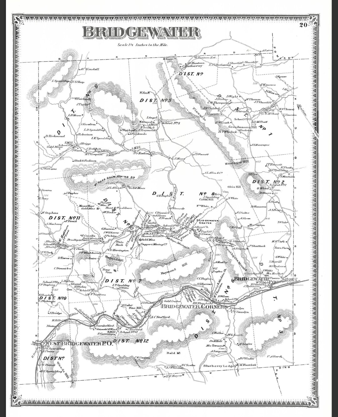 Bridgewater, Vermont Vintage Map - Etsy