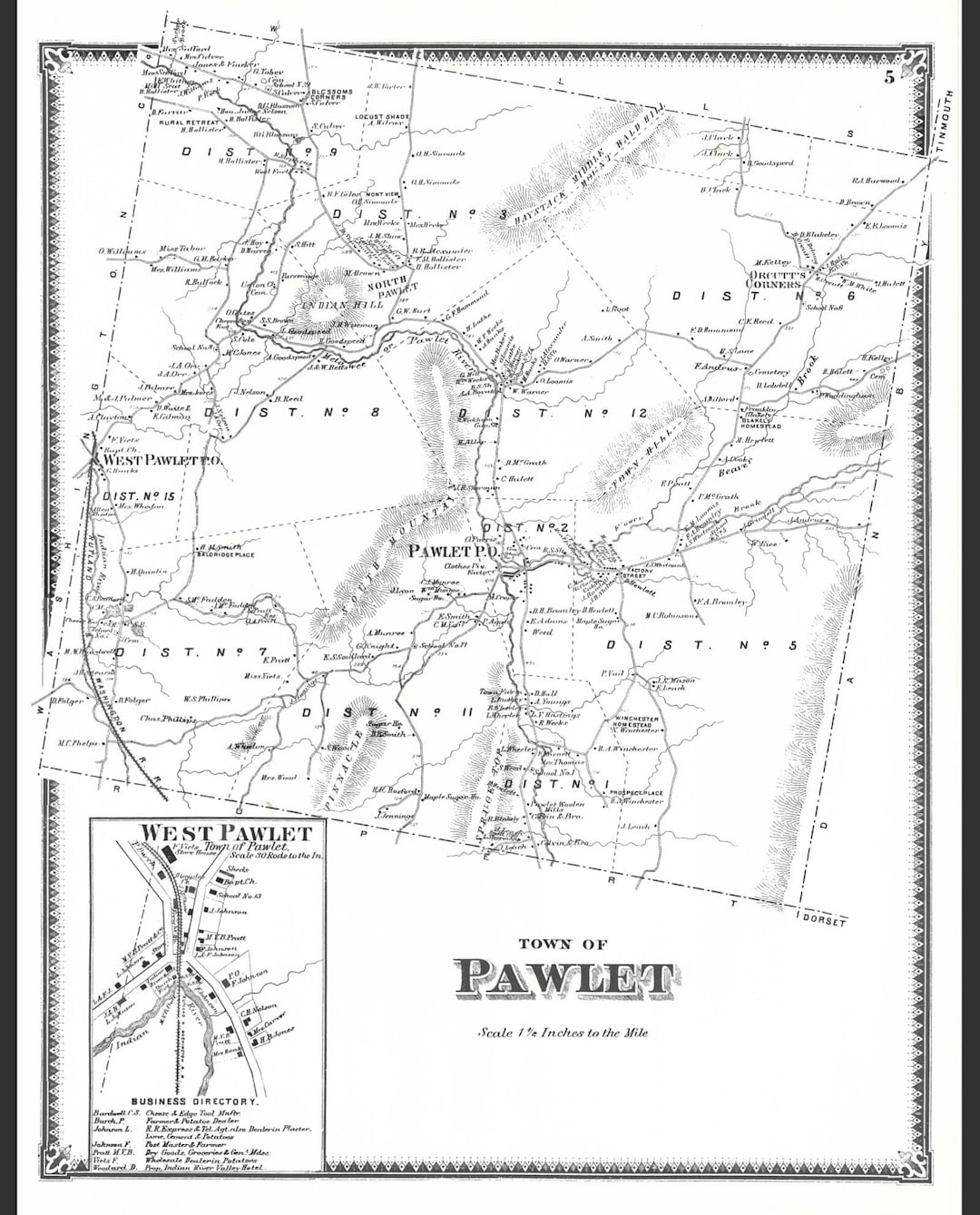 Pawlet,vermont Vintage Map - Etsy