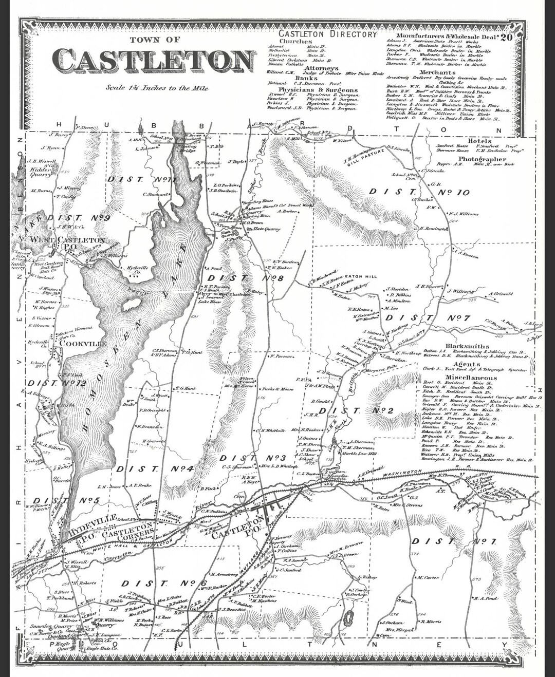 Castleton,vermont Vintage Map - Etsy