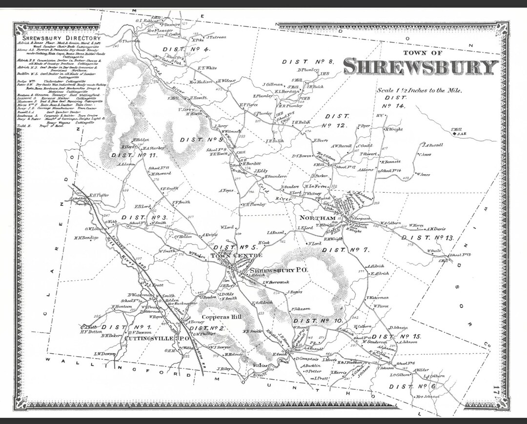 Shrewsbury,vermont Vintage Map - Etsy