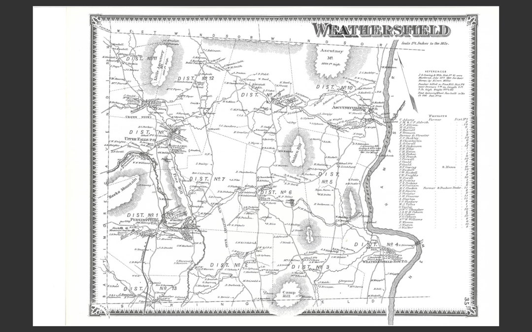 Wethersfield,vermont Vintage Map - Etsy