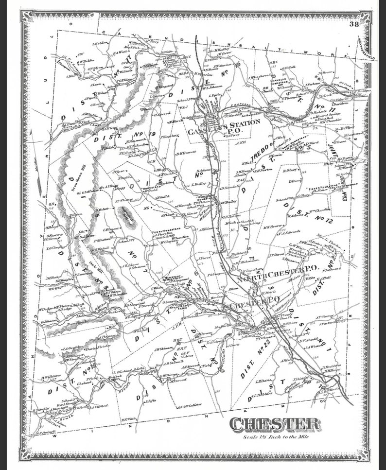 Chester, Vermont Vintage Map - Etsy