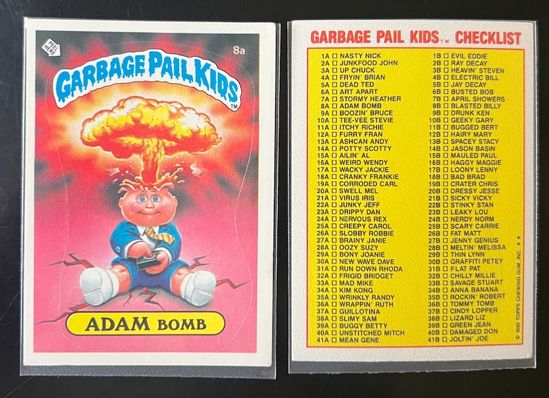 Adam Bomb Vintage 1985 Garbage Pail Kids With Checklist - Etsy