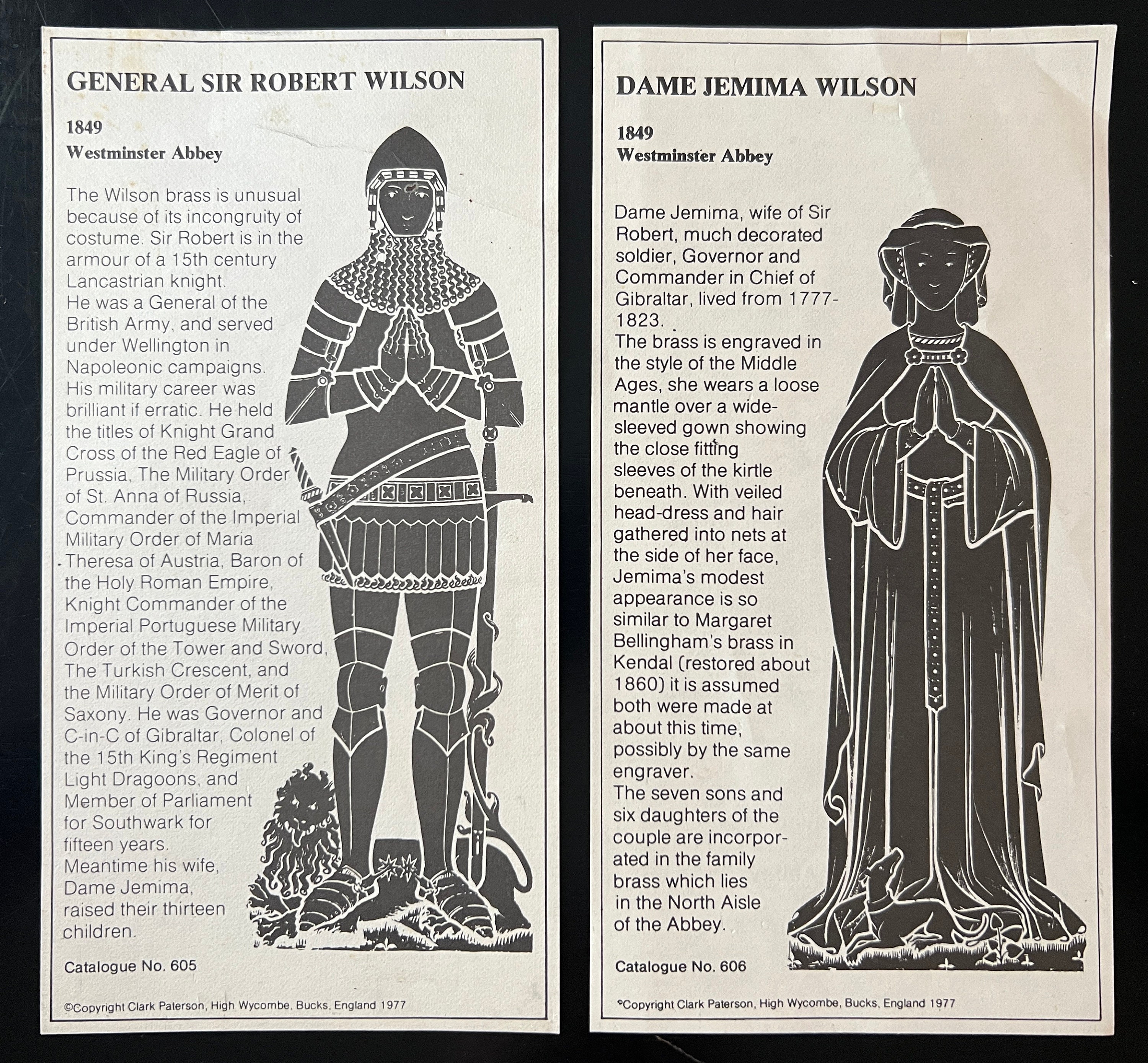 Brass Rubbings of Sir Robert Wilson and Dame Jemima Wilson - Etsy