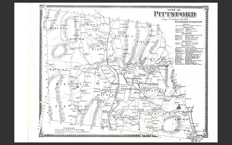 Pittsford, Vermont Vintage Map - Etsy