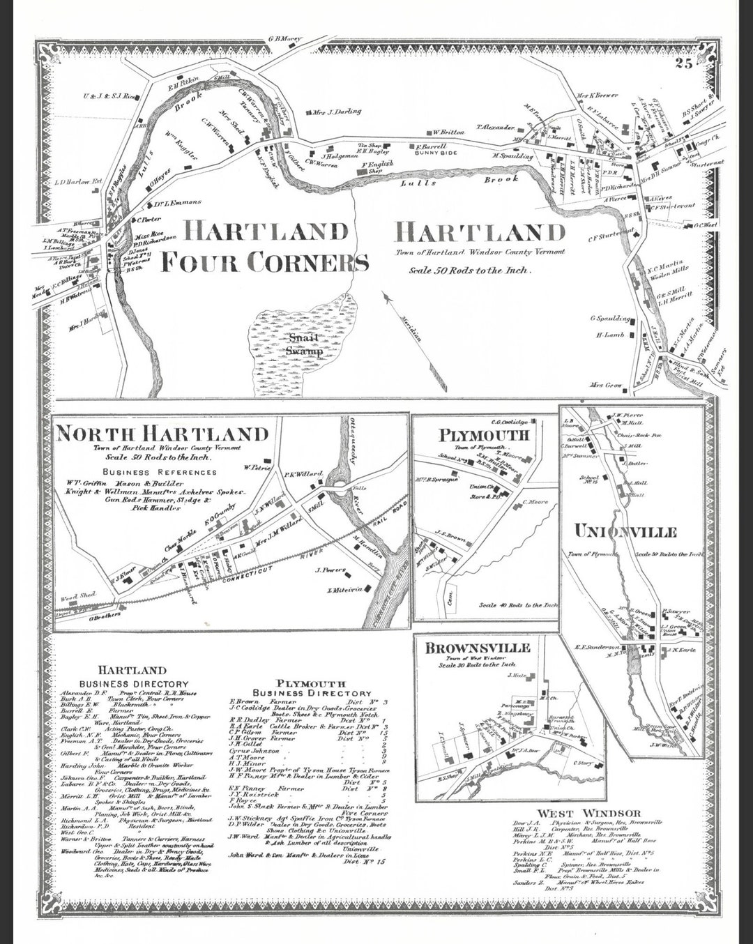 Hartland, Four Corners,vermont Vintage Map - Etsy