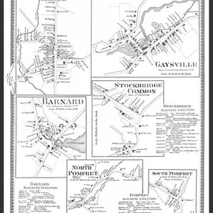 Norwich, Gaysville, Barnard, Pomfret, Stockbridge, Vermont Vintage Map ...