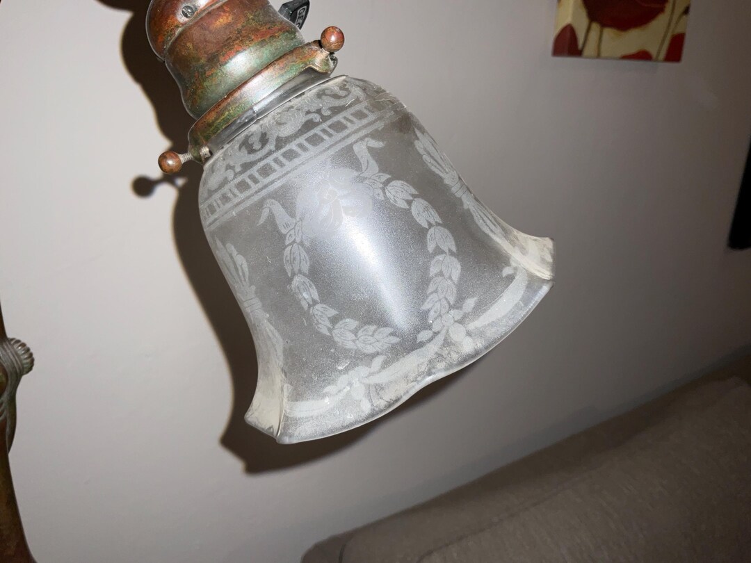 Laurel Wreath Etched and Frosted Light Fixture Shade 2-1/4” Fitter - Etsy