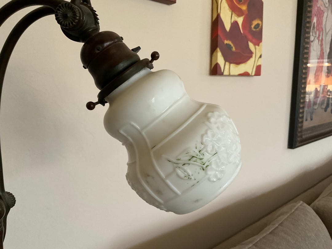 Floral Design Milk Glass Light Shade 2-1/4 Fitter - Etsy
