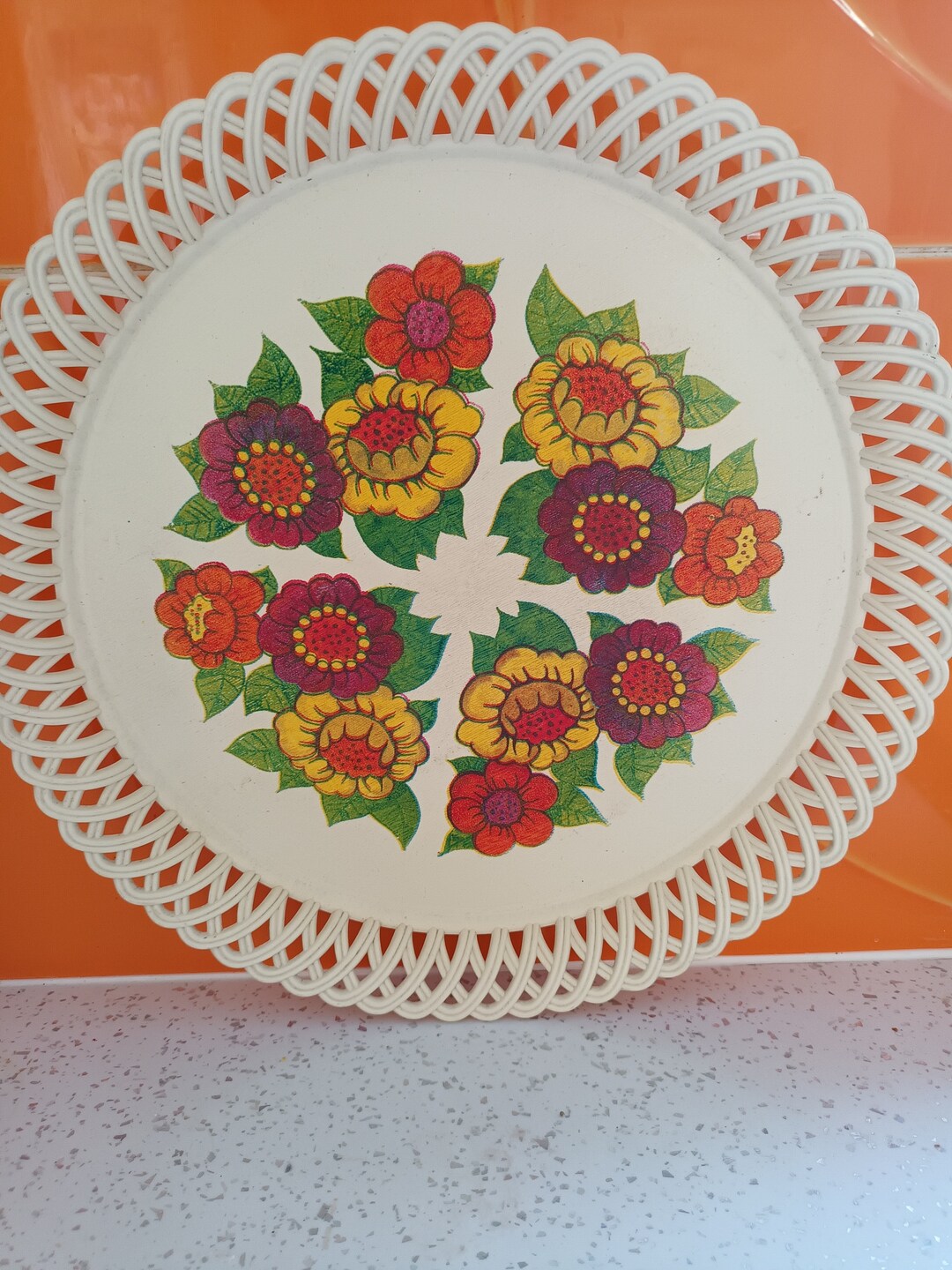 Vintage Dialene Tray Burgundy Flowers - Etsy