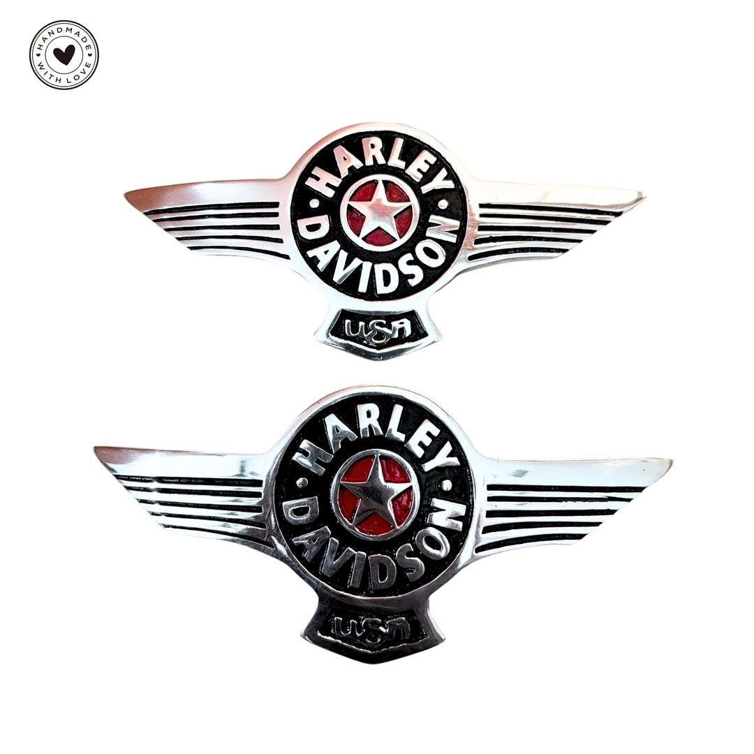 Harley Davidson Tank Left & Right Fat Boy Medallion Badge Emblems ...
