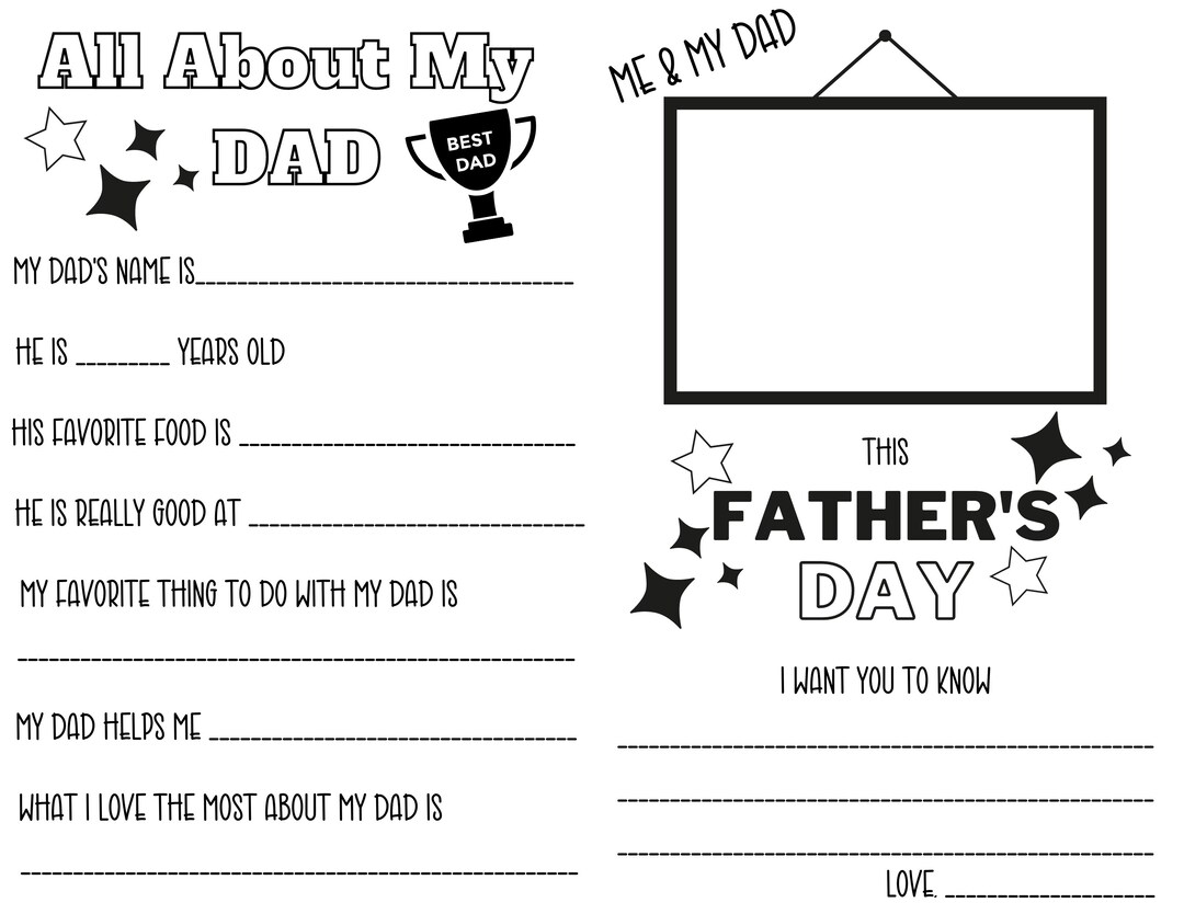 Father's Day Card, Printable Card, All About Dad, Personalized Father's ...