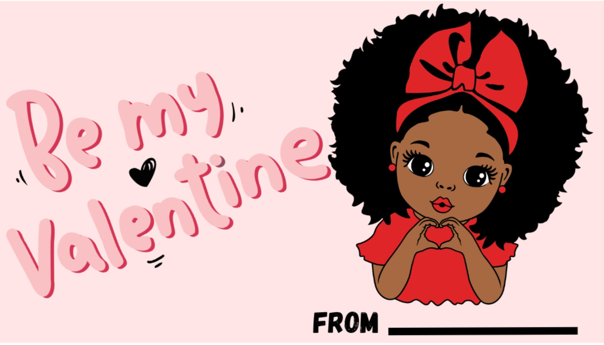African American Valentine's Kids Cards, Black Girl Printable Valentine ...