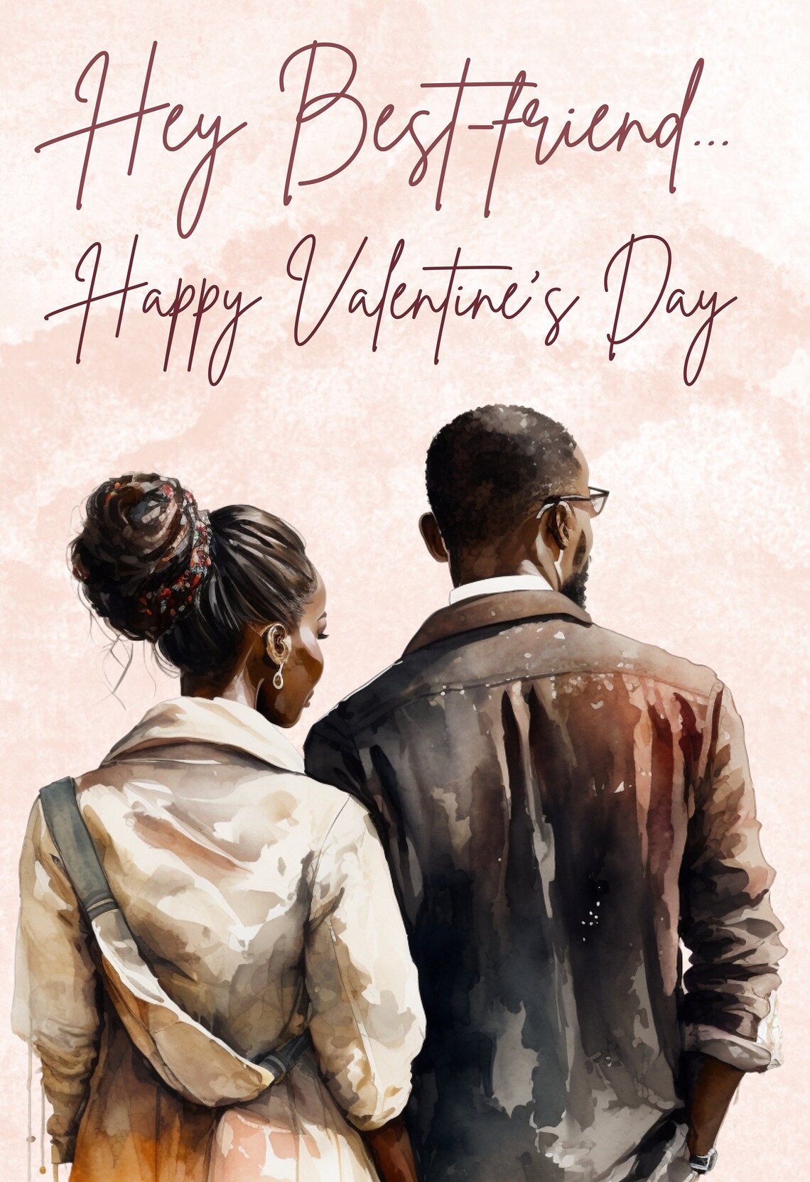 Black Valentine's Day Card, Printable Card, Valentine's Day Card, Black ...