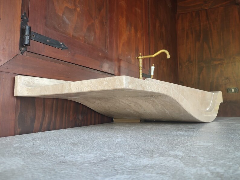 Designer Wall-mounted Roman Travertine Walnut Sink WALL-MOUNTED SINK ...