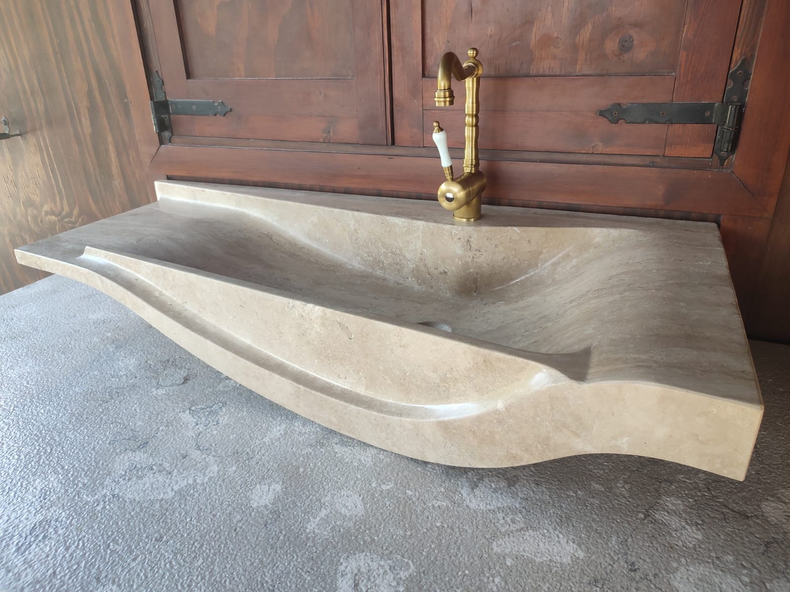 Designer Wall-mounted Roman Travertine Walnut Sink WALL-MOUNTED SINK ...