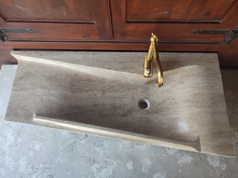 Designer Wall-mounted Roman Travertine Walnut Sink WALL-MOUNTED SINK ...