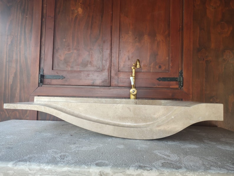 Designer Wall-mounted Roman Travertine Walnut Sink WALL-MOUNTED SINK ...