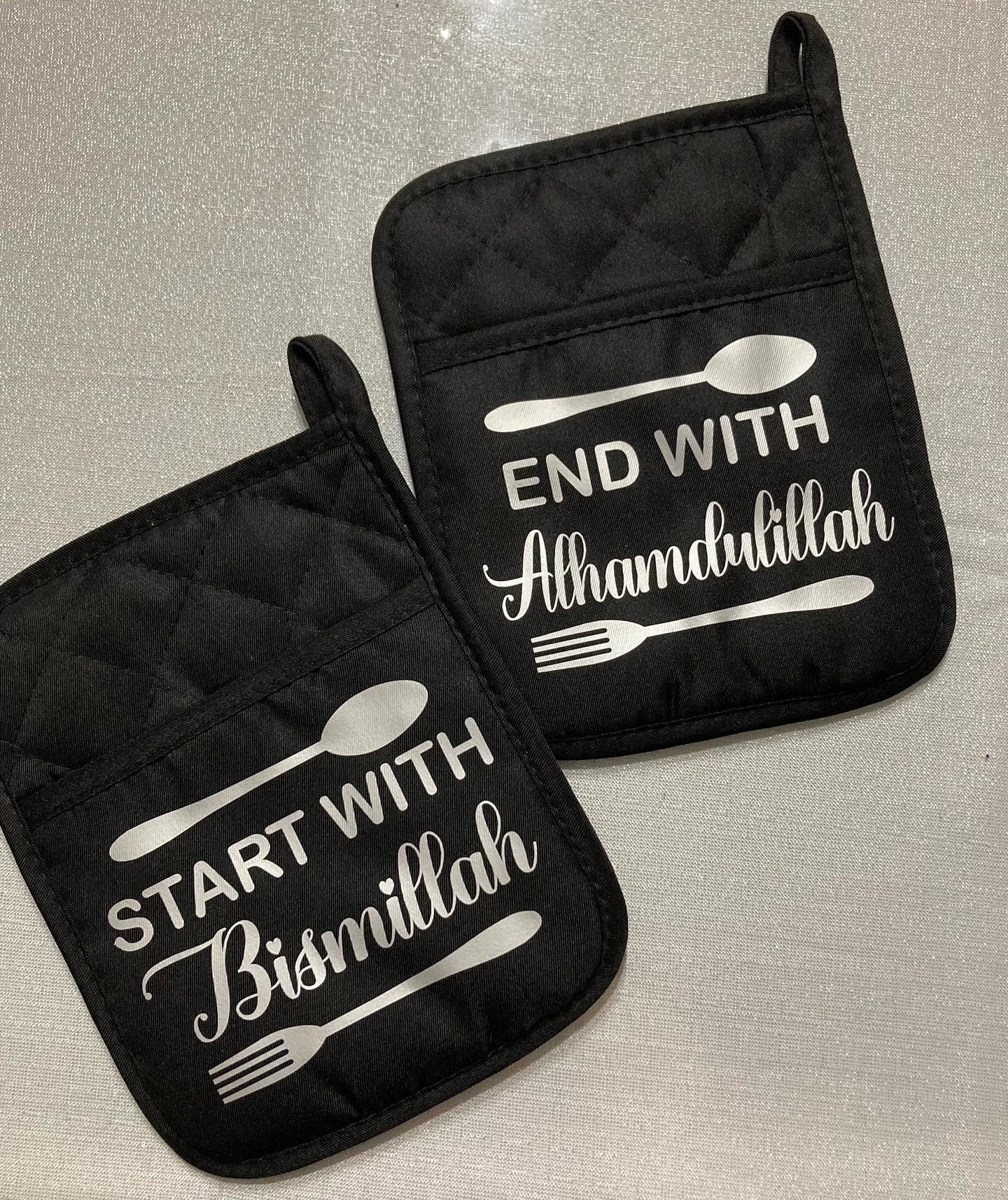 Bismillah/alhamdulillah Potholders set of 2 Islamic Kitchen Decor ...