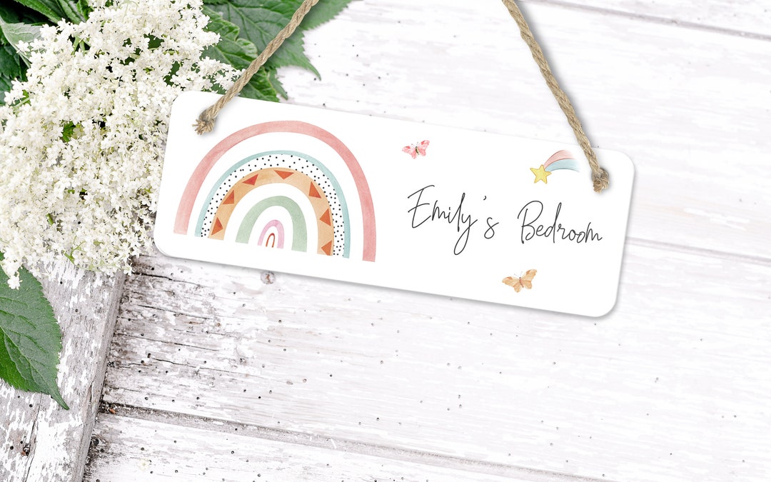 Kids Door Sign Rainbow Print, Kids Bedroom Door Sign, Children's Door ...