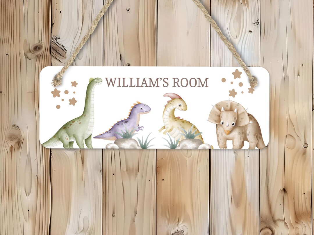 CUSTOMISED Dino Door Sign for Kids, Personalised Door PLAQUE, Dinosaur ...