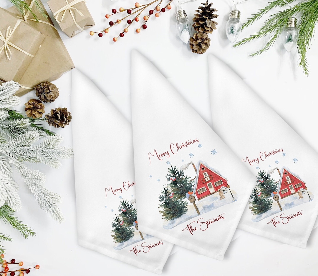 Personalised Christmas Napkins, Christmas Eve Dinner Napkins, Family ...