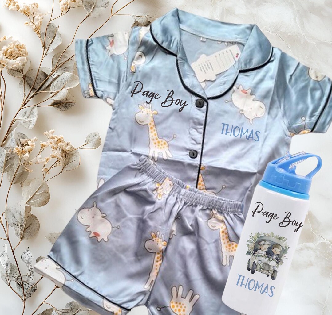 Personalised Page Boy Pyjamas ,water Bottle Set, Wedding Clothing ...