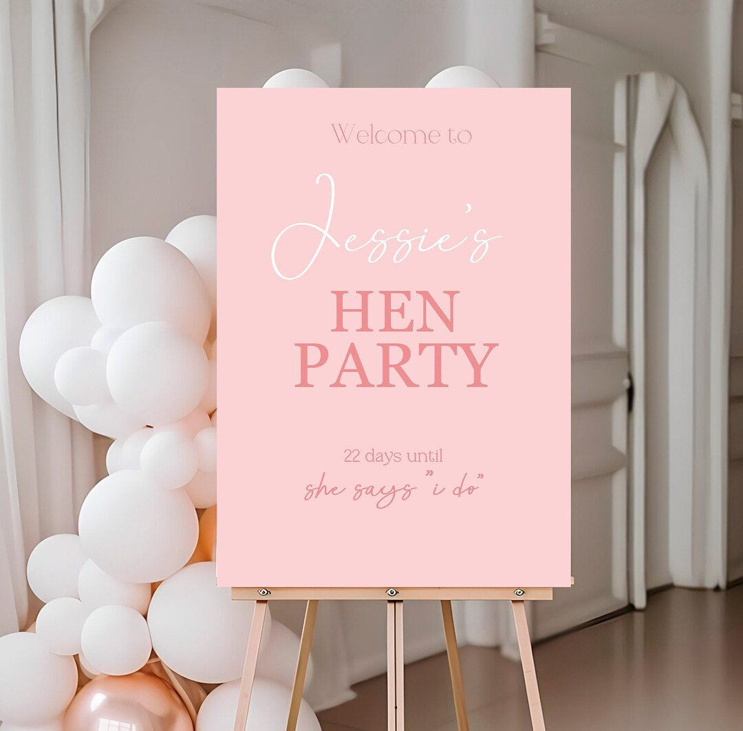 Personalised Hen Do PRINTED Welcome Sign, A3 Hen Party Banner GUESTBOOK ...