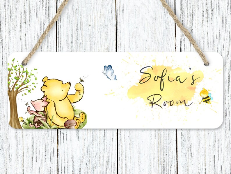 Pooh Bear Door Sign Personalised Door Plaque Kids Door - Etsy