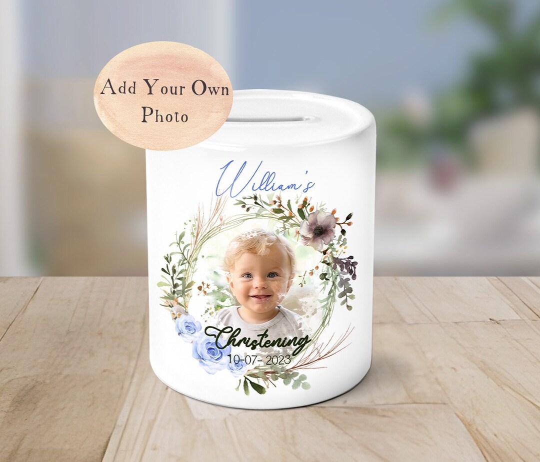 Christening Money Box , Add Your Own Photo Fund Box, Kids Saving Jar ...