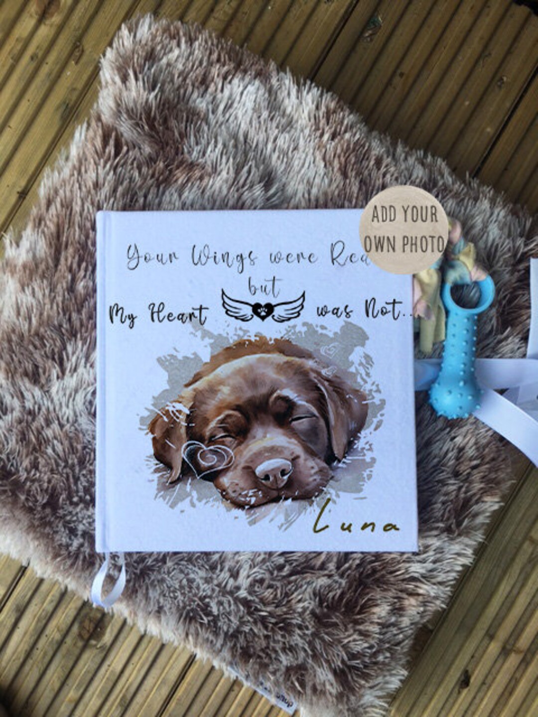 Photo Personalised Dog Memorial Photo Book, Velvet Hard Cover Album ...