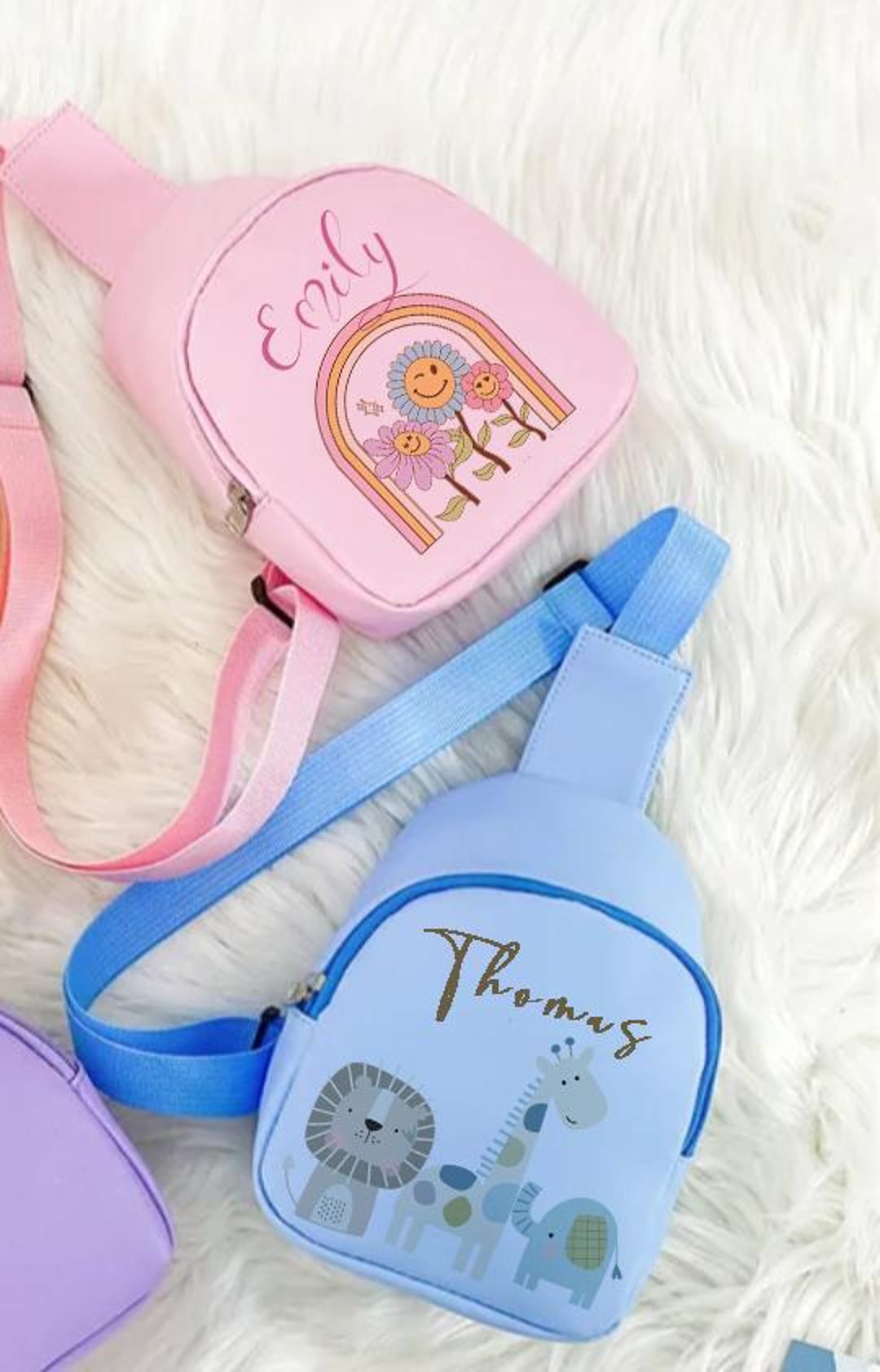 Personalized Toddler Kids Mini School Bag, Pink Blue Shoulder Sack ...