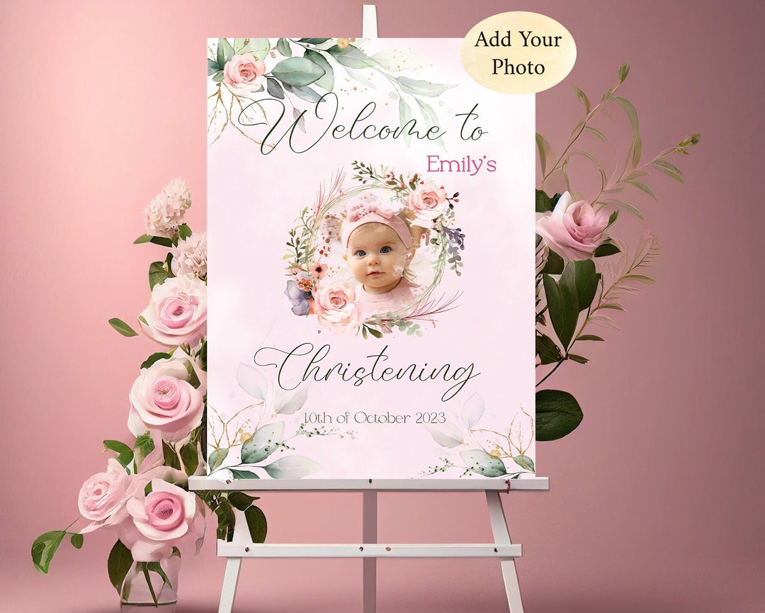 Photo Personalised Christening PRINTED Welcome Poster - Etsy UK